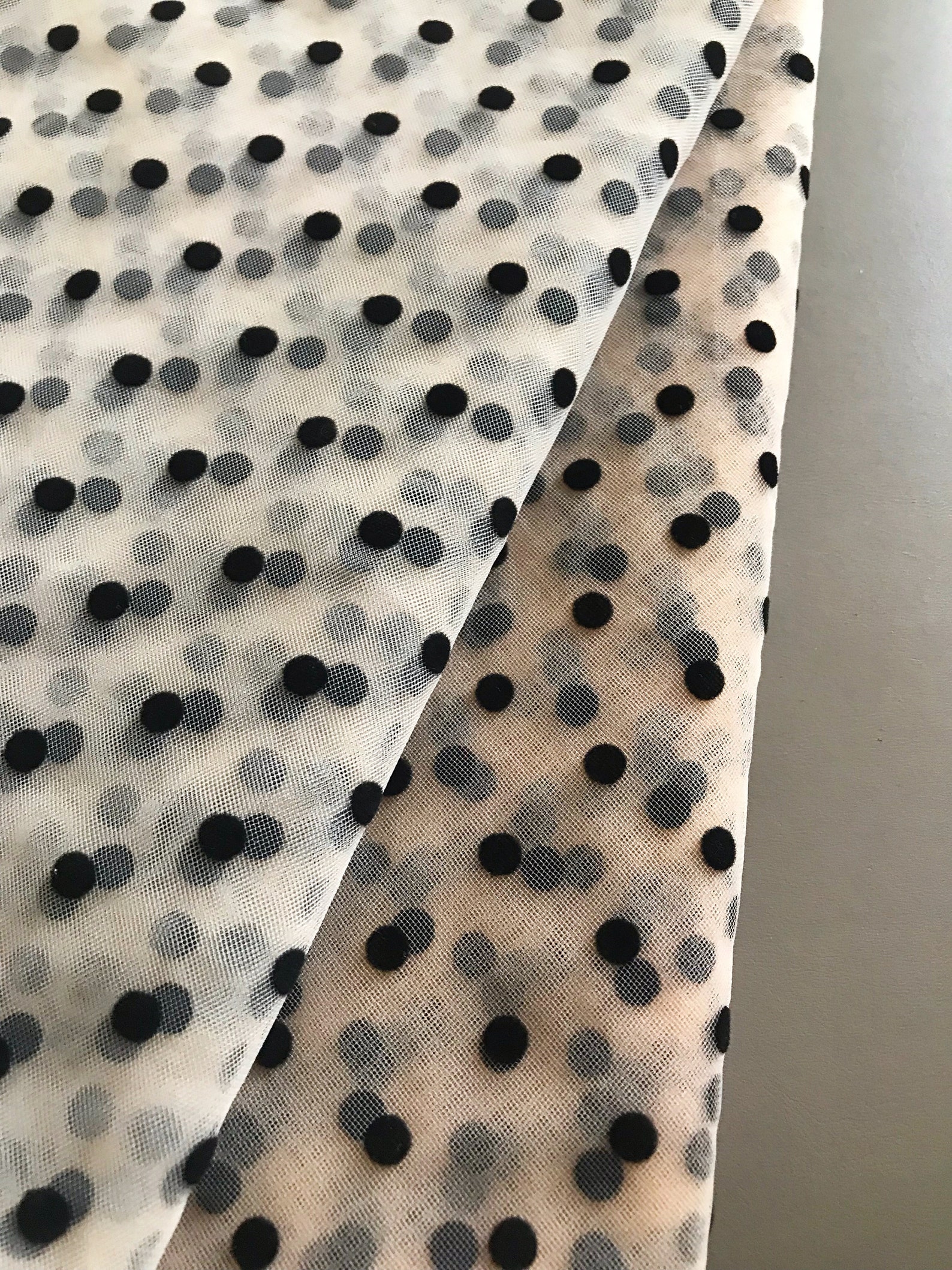 1 Yard Navy Blue Dot Pattern Fabric Flocking Round Dot Print - Etsy UK