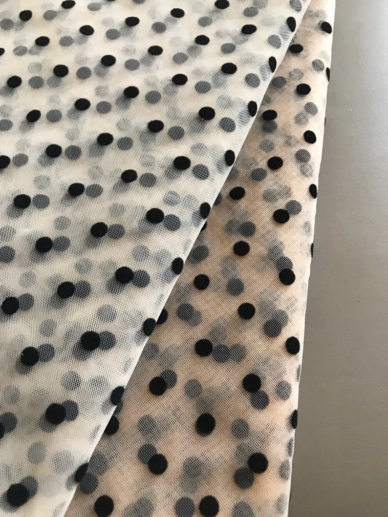 1 Yard Dot Pattern Fabric Flocking Round Dot Print Fabric Tulle ...