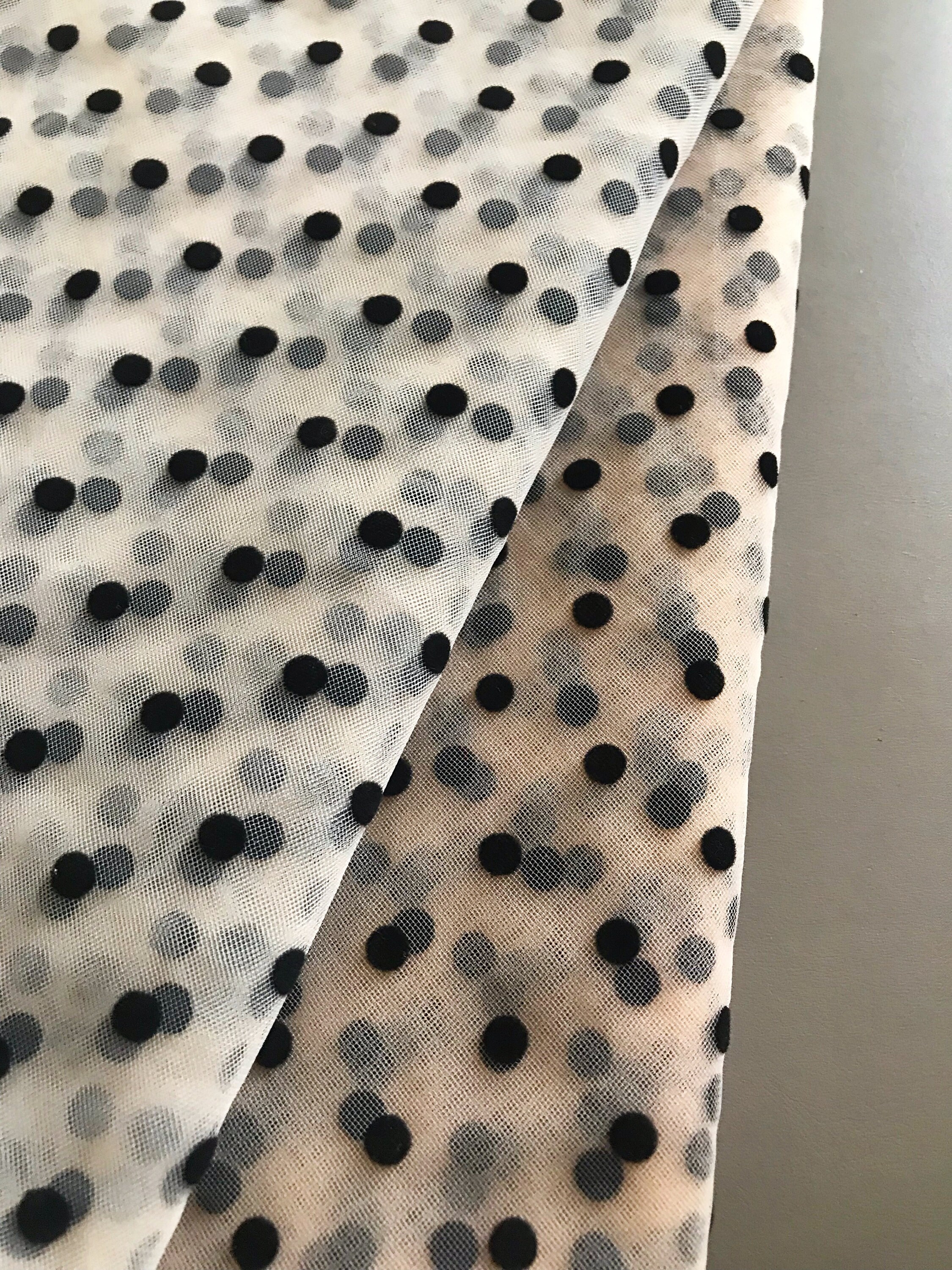 1 Yard Dot Pattern Fabric Flocking Round Dot Print Fabric Tulle ...
