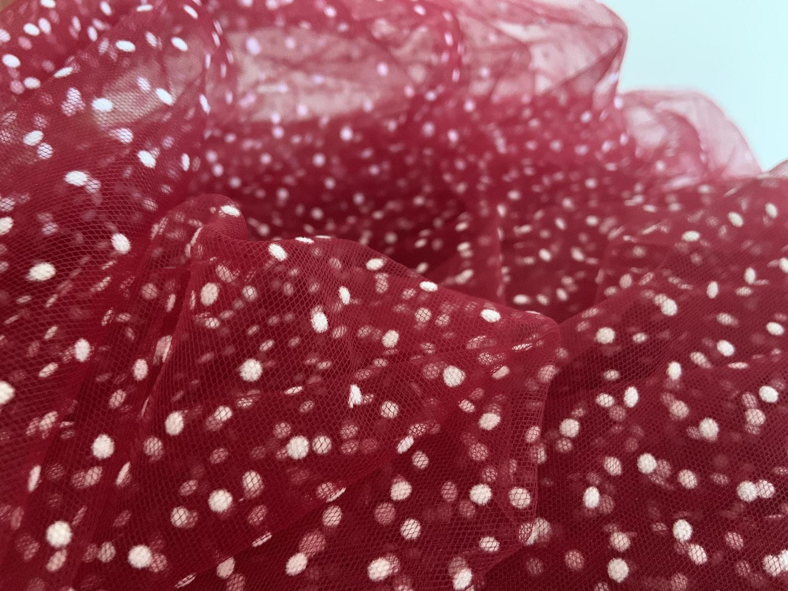 Off White Polka Dot Flocked Mesh Fabric Tulle Mesh Fabric With | Etsy UK