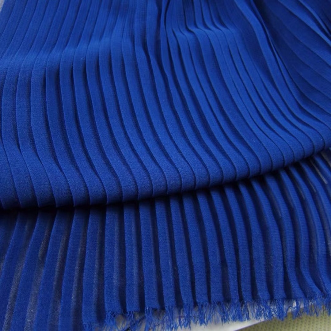2 Yards Royal Blue Pleated Chiffon Fabric Dress Chiffon for Garments ...