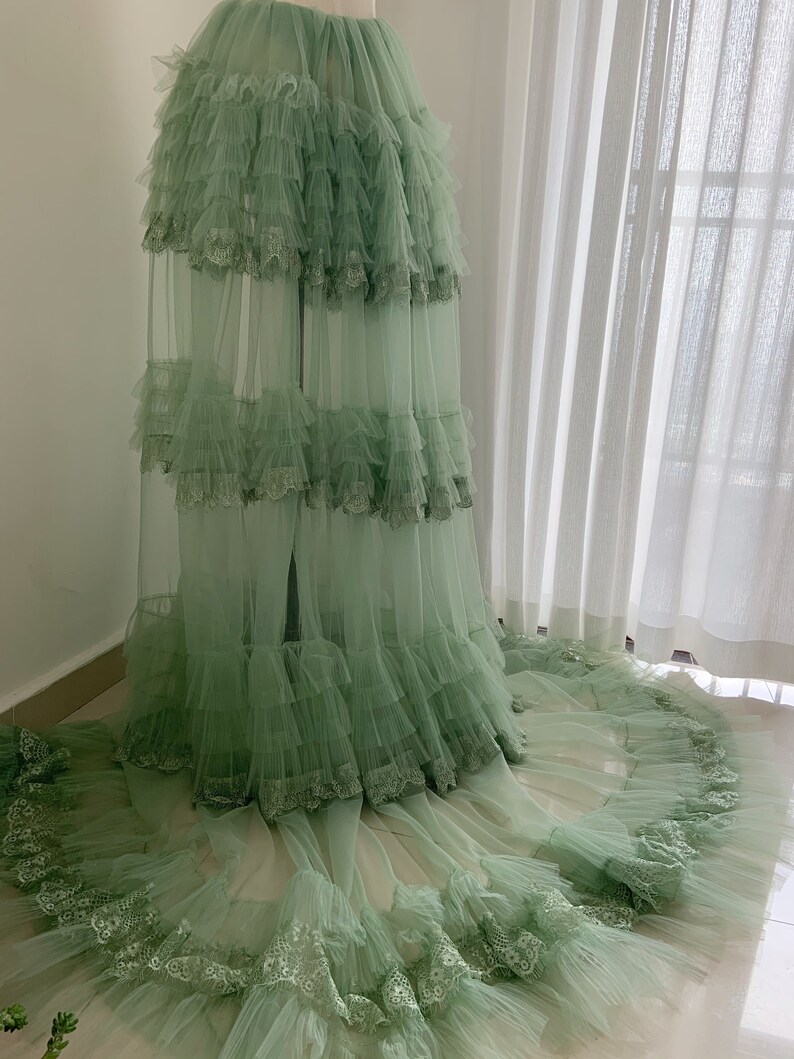 Green Pleated Ruffled Fabric Layers Tulles Lace Fabric Ruffled - Etsy