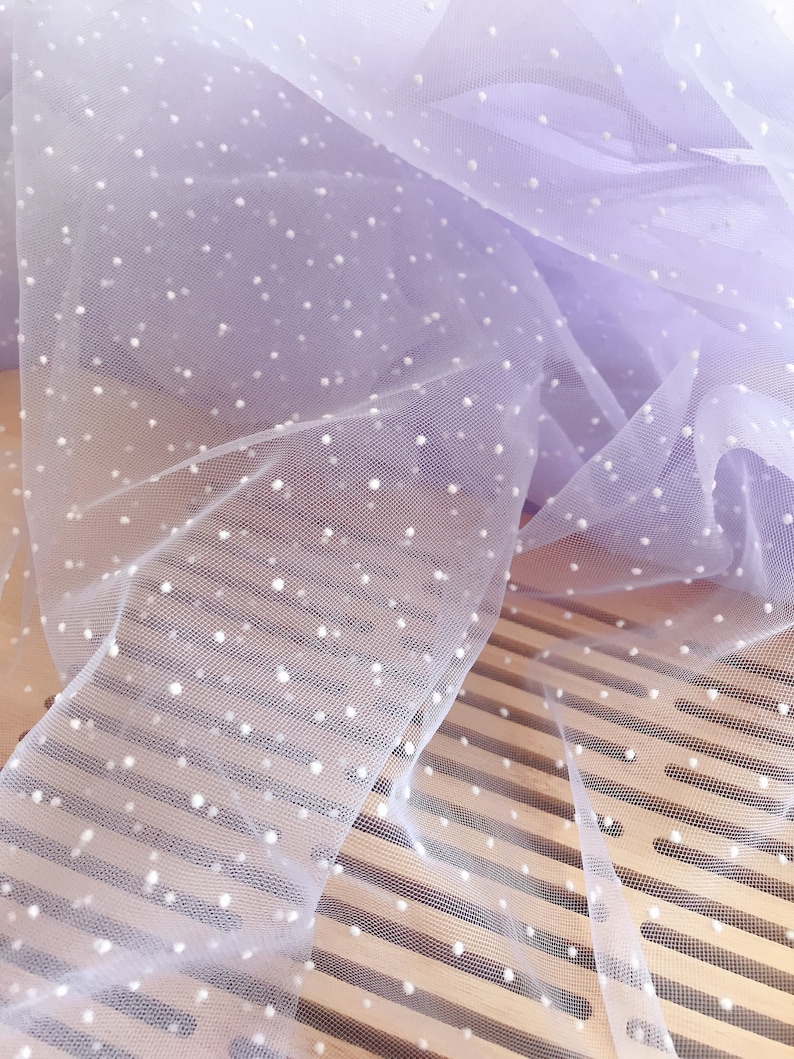 Lavender Polka Dot Flocked Mesh Fabric Tulle Mesh Fabric With - Etsy