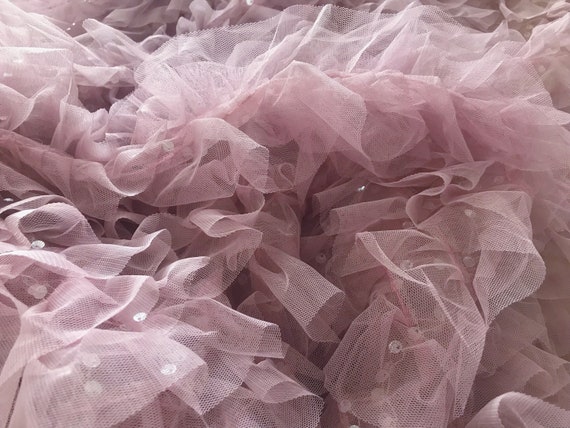 1 Yard Dark Pink Ruffled Fabric With Sequins Multi-layers - Etsy