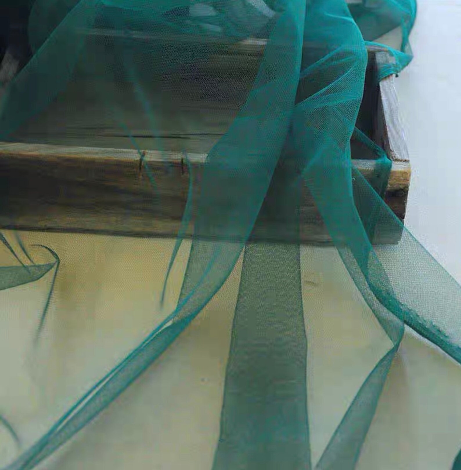 1 Yard Dark Green Tulle Fabric Dress Bridal Veil Floral Lace - Etsy