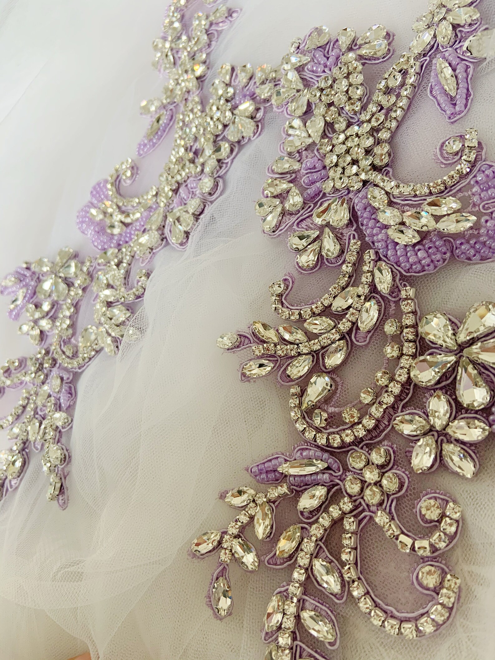 Purple Rhinestones Crystal Rhinestone Wedding Applique Beaded | Etsy