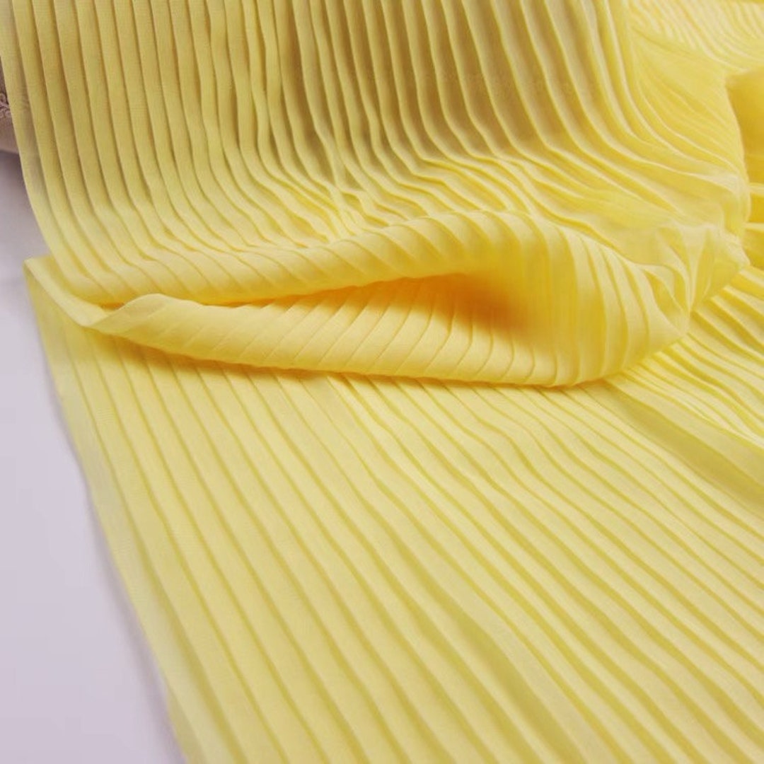 2 Yards Yellow Pleated Chiffon Fabric Dress Clothes Cloth Materials ...