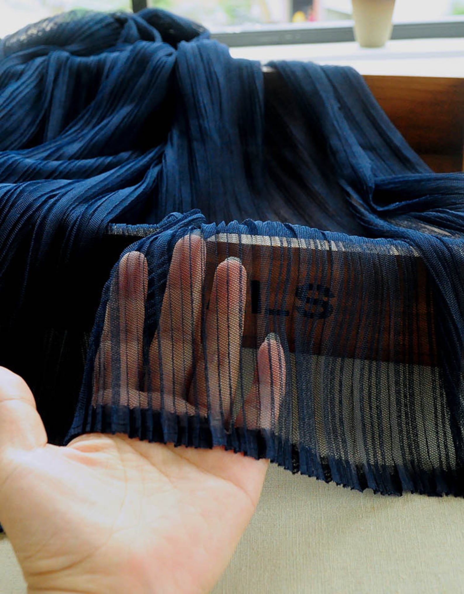 2 Yards Tan Brown Pleats Mesh Fabric Vertical Crease Ruffled - Etsy