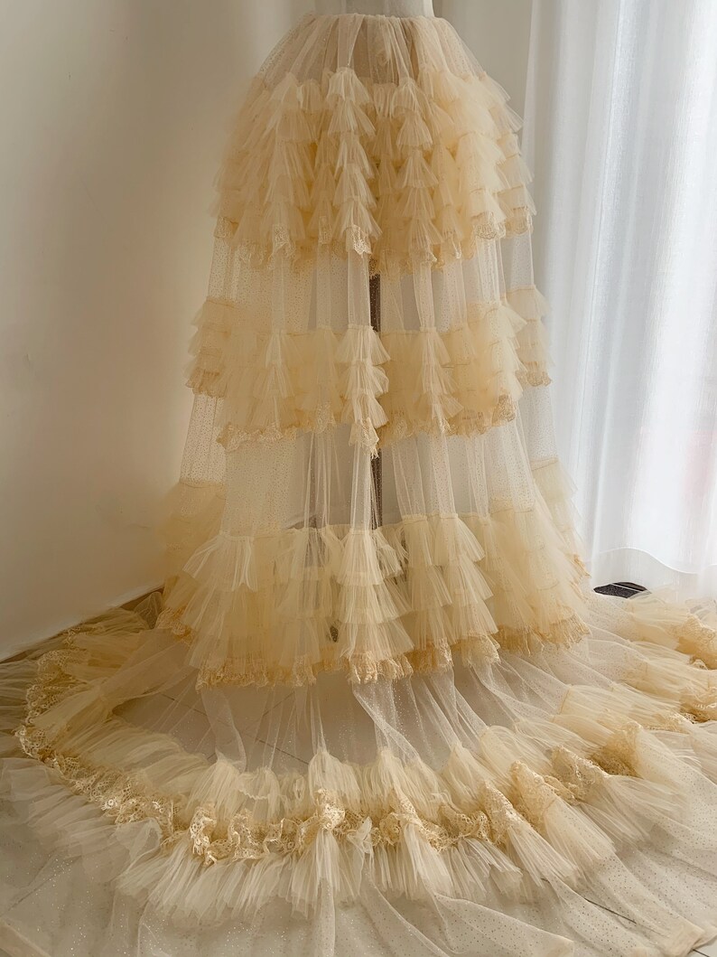 Green Pleated Ruffled Fabric Layers Tulles Lace Fabric Ruffled - Etsy