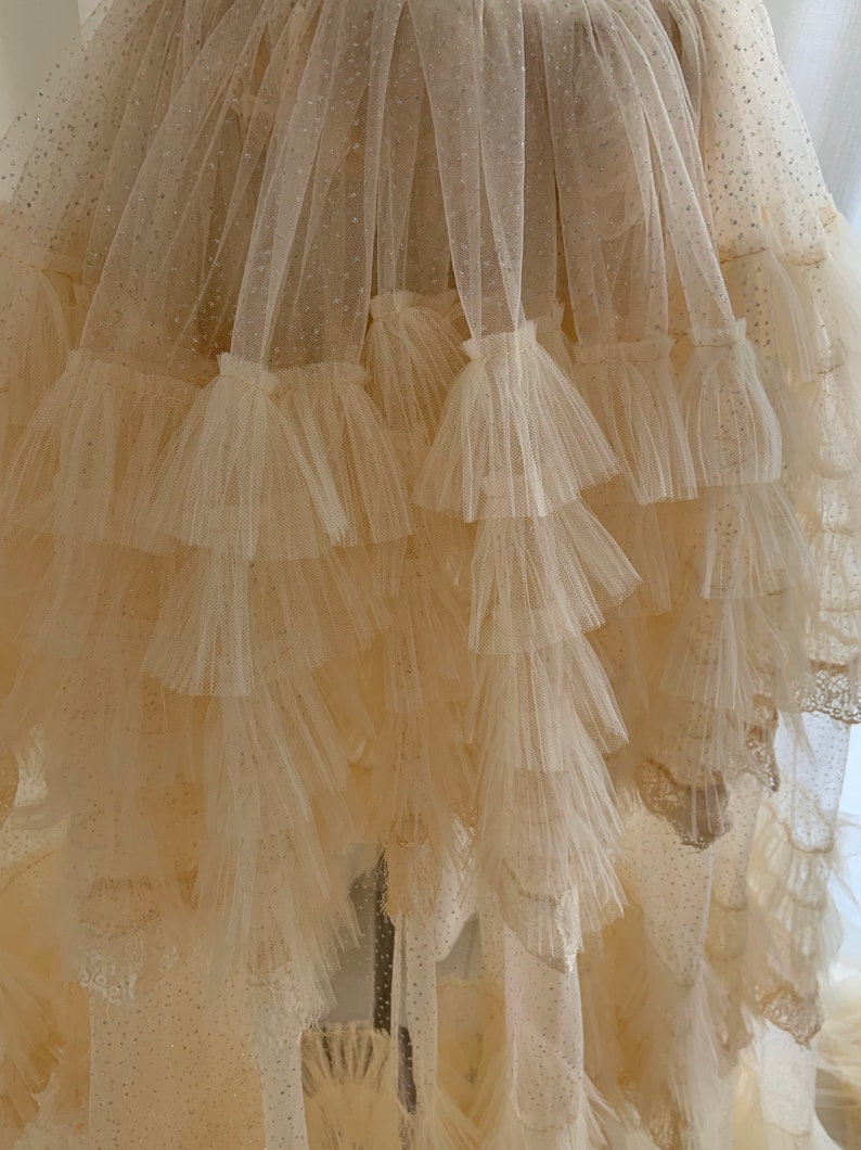 Green Pleated Ruffled Fabric Layers Tulles Lace Fabric Ruffled - Etsy