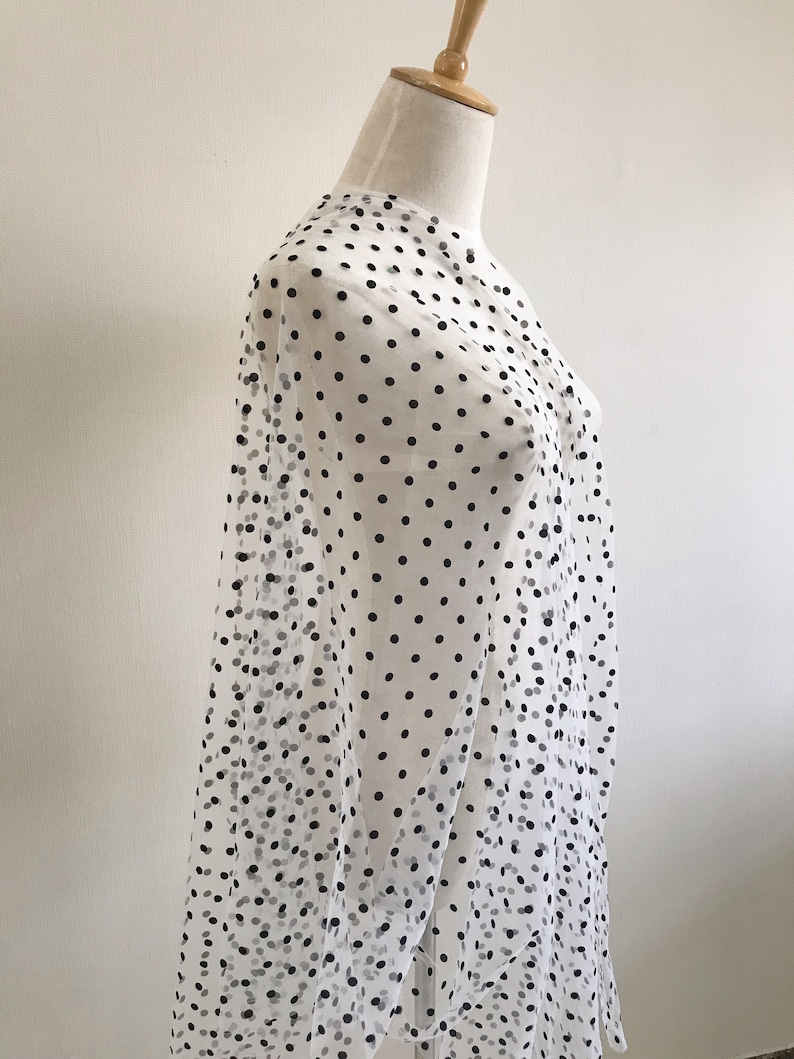 1 Yard Dot Pattern Fabric Flocking Round Dot Print Fabric Tulle ...