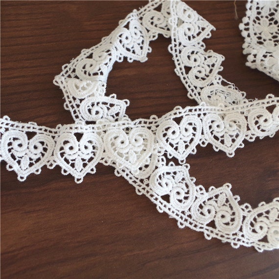 10 Yards Cotton Lace Trim With Heart Cotton Guipure Trim Lace - Etsy