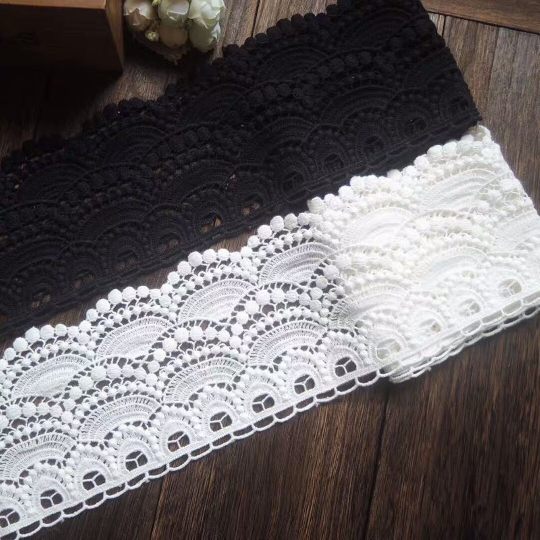 5 Yards Cotton Lace Trim Vintage Lace Trim Scalloped Lace White Cotton ...