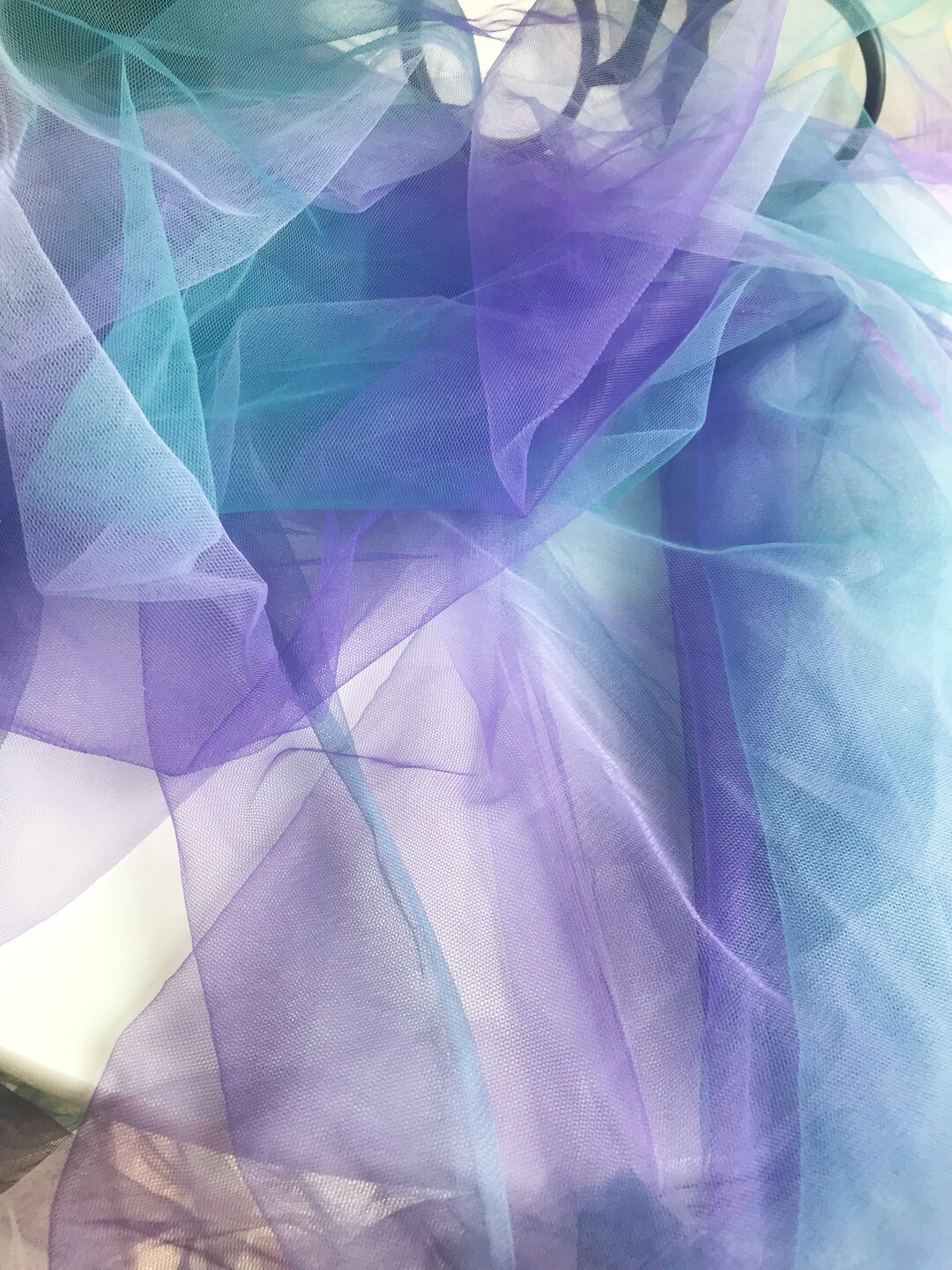 1 Yard Tulle Fabric Gradient Rainbow Tulle Lace Fabric, Bridal Tulle ...