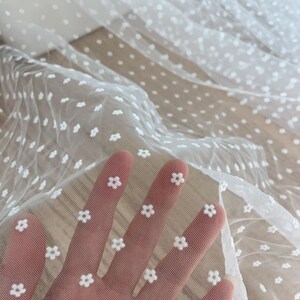 Black Floral Flocked Mesh Fabric Tulle Mesh Fabric With Flocked Flower ...