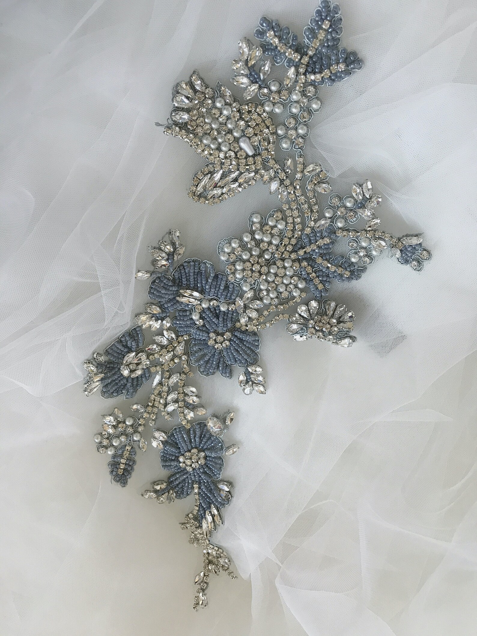 Light Blue Rhinestone Applique Embroidery Beaded Sewing - Etsy