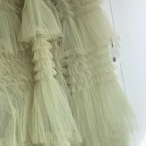 Green Pleated Ruffled Fabric Layers Tulles Lace Fabric Ruffled Fabric ...