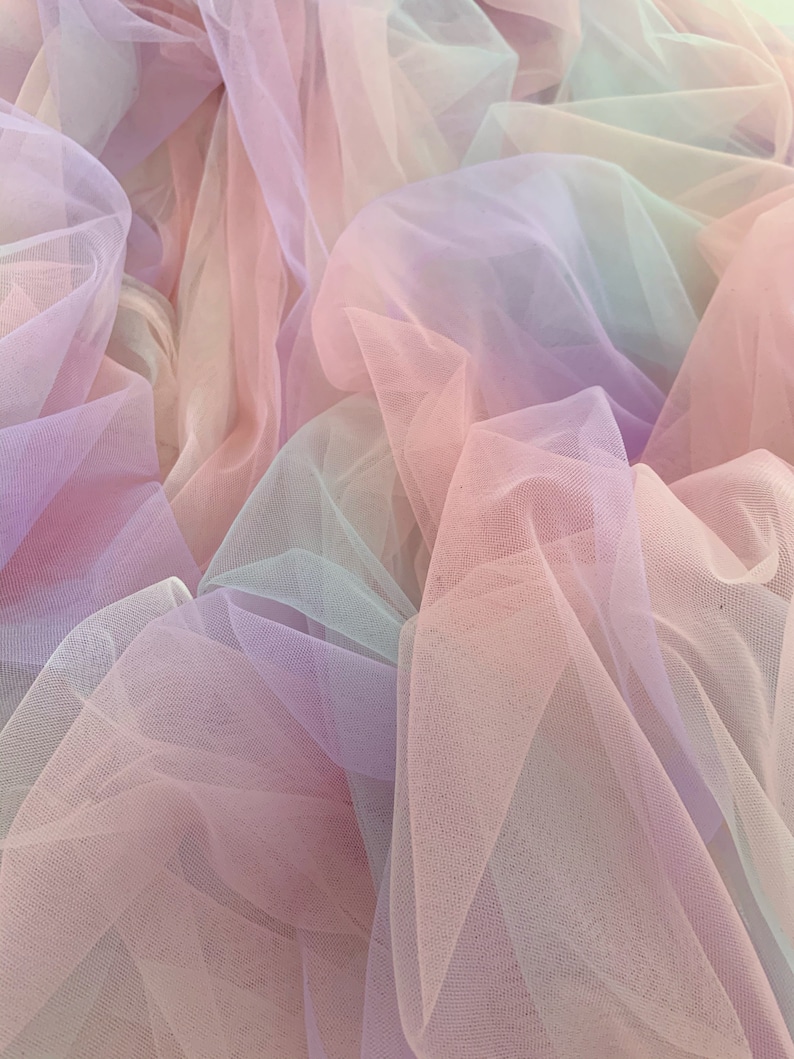 Colorful Gradient Rainbow Soft Mesh Tulle Fabric DIY Sewing African Net ...