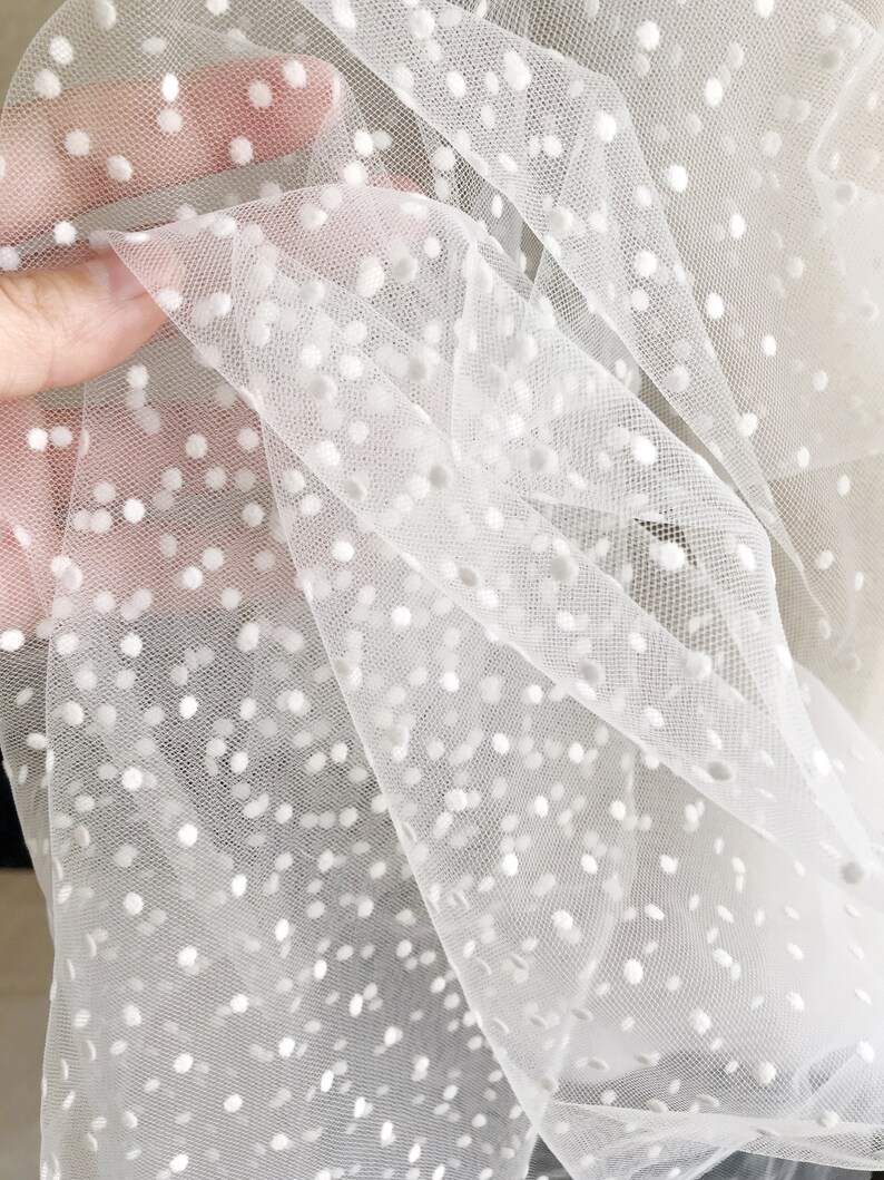 2 Yards off White Dot Tulle Lace Fabric, Polka Dot Mesh Lace Fabric for ...