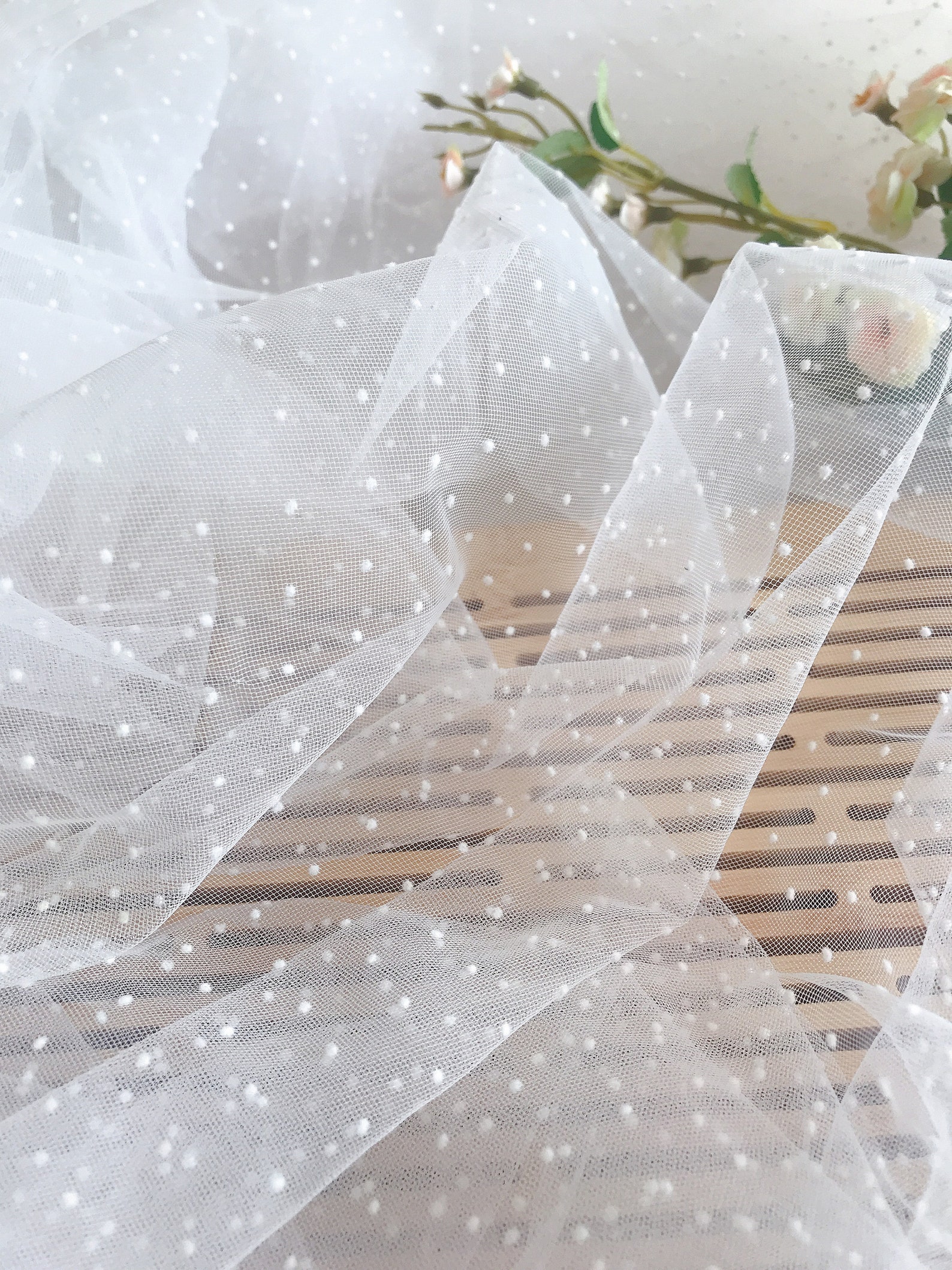 Lavender Polka Dot Flocked Mesh Fabric Tulle Mesh Fabric With - Etsy