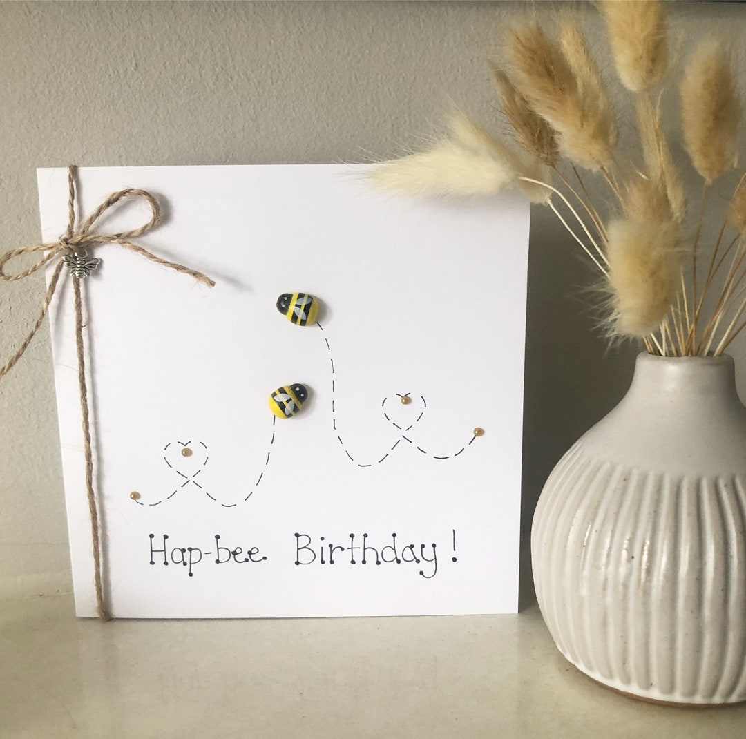 Hap-bee Birthday Card Duo of Bees Handmade Bee Card Handcrafted Bee ...
