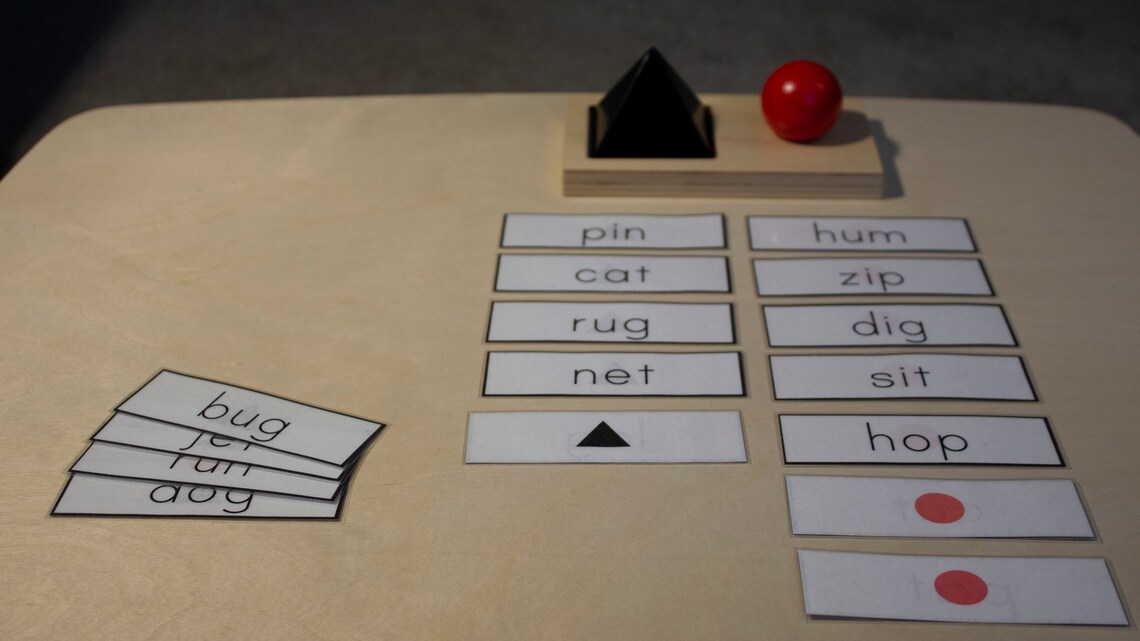 Noun and Verb Sorting, Beginning Grammar, CVC Reading, Montessori ...