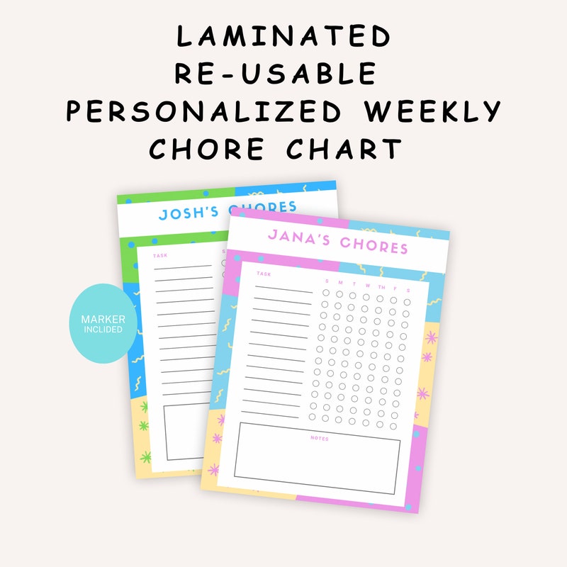 Laminated Chore Chart - Etsy