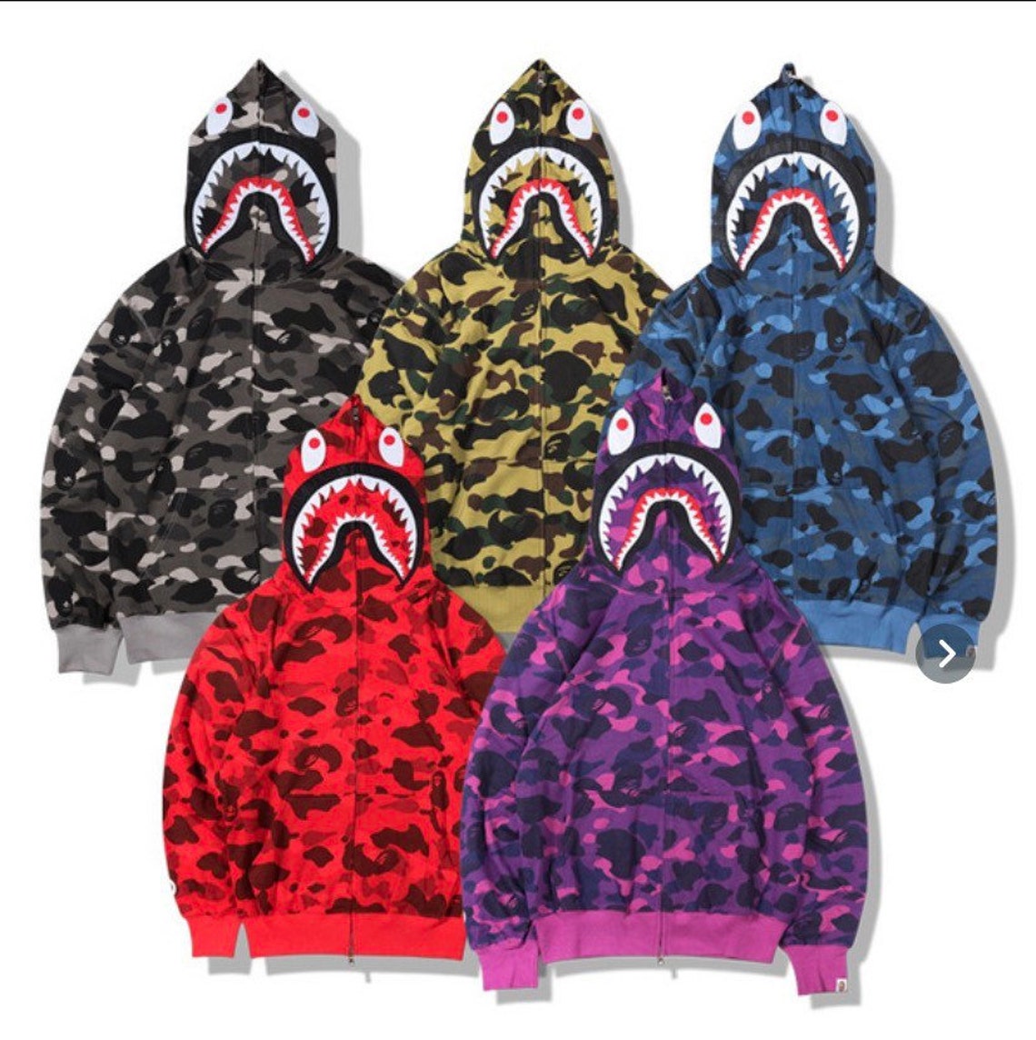 Unisex Bape By A Bathing Ape Zip Up Camouflage Hoodie Mens Etsy
