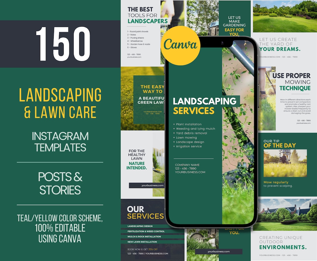150 Landscaping Templates, Lawn Care Social Media Posts, Landscaping ...
