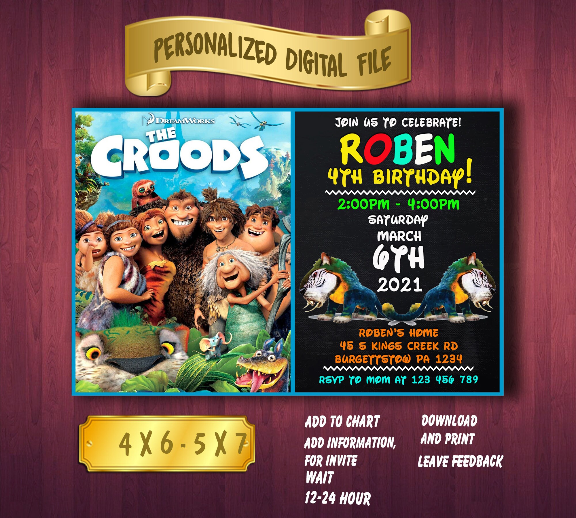 Paper Paper & Party Supplies The Croods Photo Invitation The Croods ...