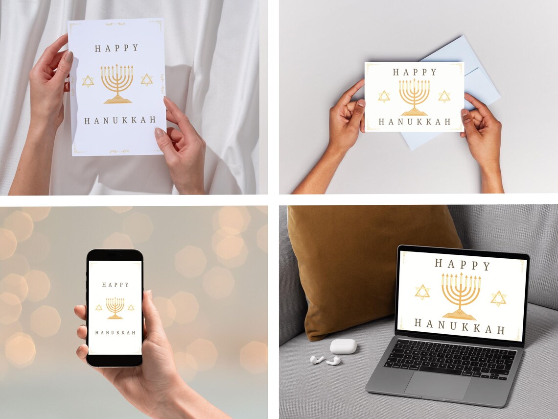 Happy Hanukkah Card Template, Digital and Printable Hanukkah Invitation ...