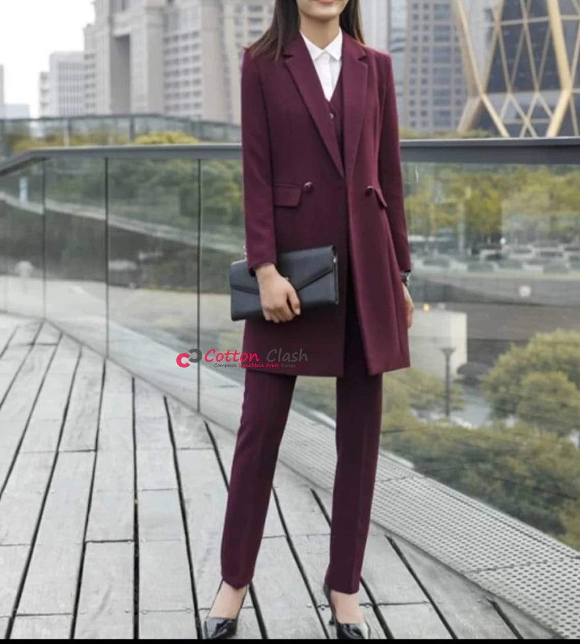 3 Piece Women Suit Handmade Red Wine Suit Set Women's Coats Suit ...