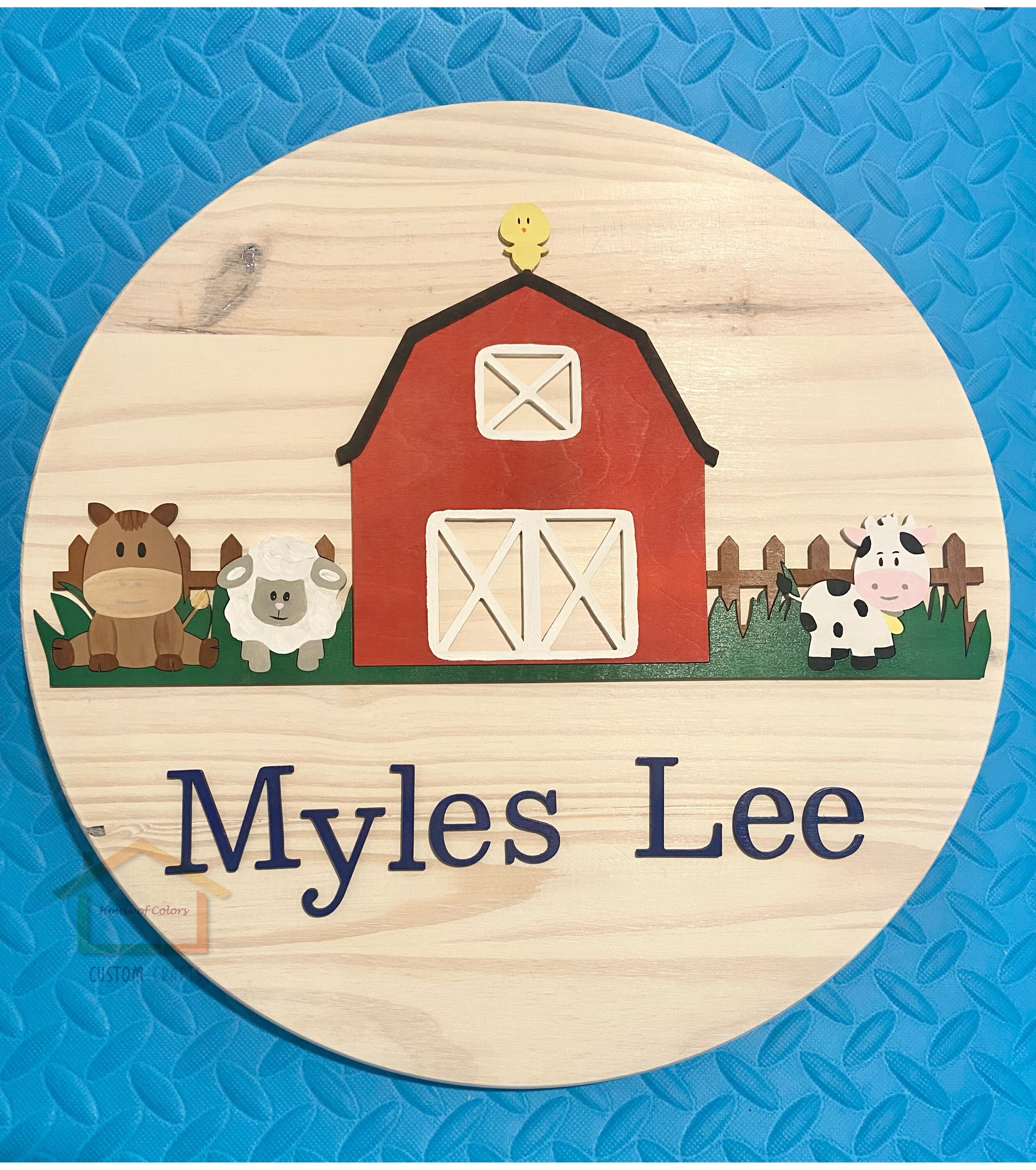 Farm Animals Name Sign, Hand Painted Animals Nursery Sign, Baby Name ...