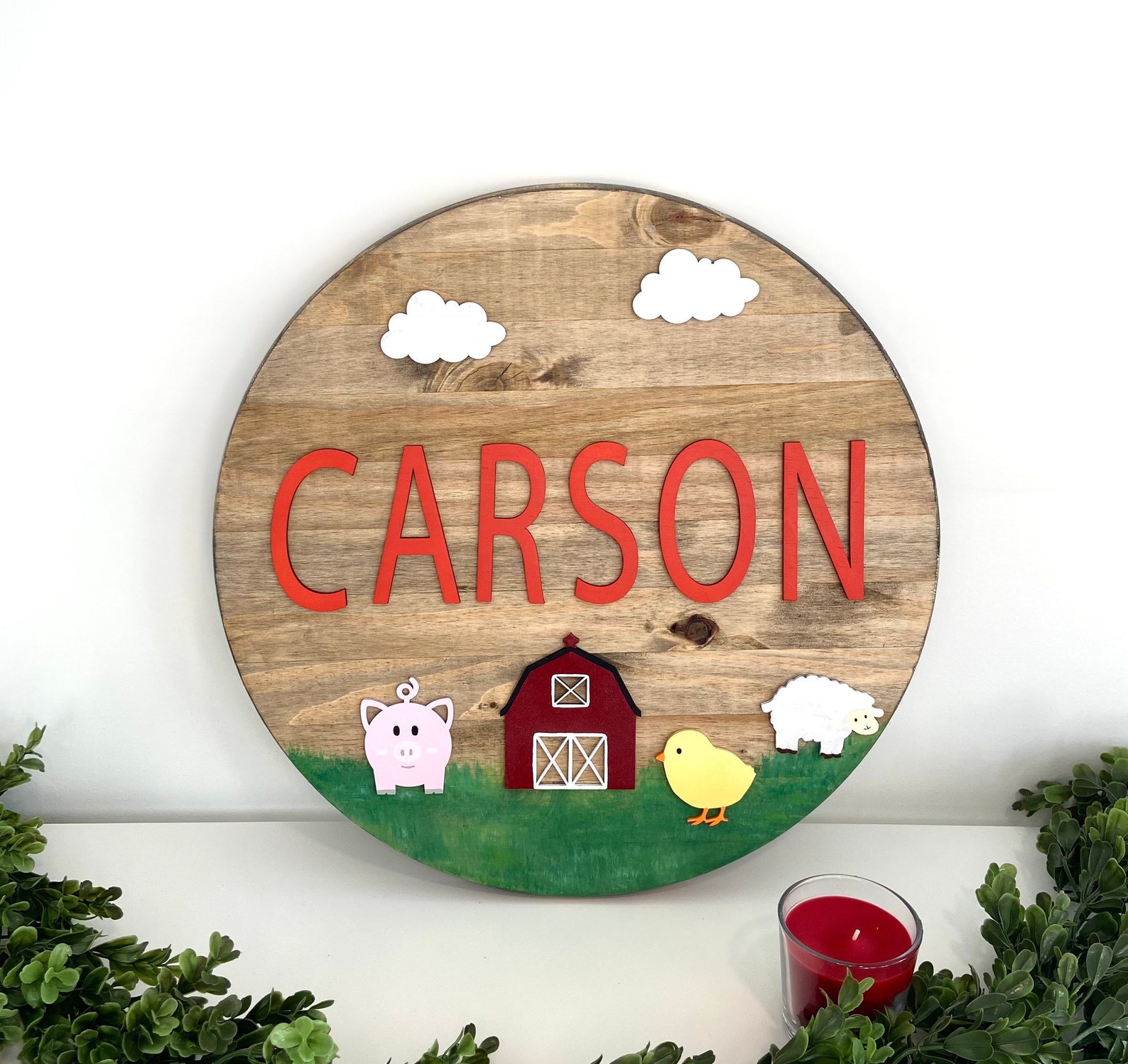 18''farm Animals Name Sign, Hand Painted Animals Nursery Sign, Baby ...