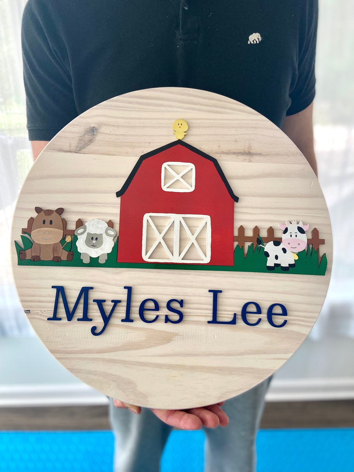 Farm Animals Name Sign, Hand Painted Animals Nursery Sign, Baby Name ...