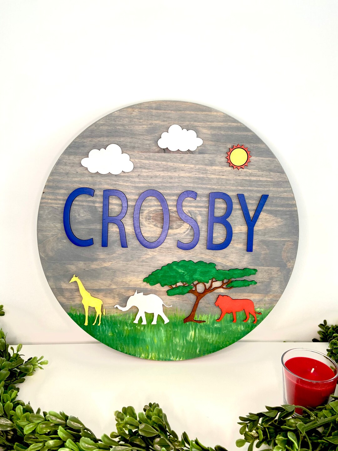 18''safari Name Sign, Hand Painted Africa Safari Nursery Sign, Baby ...