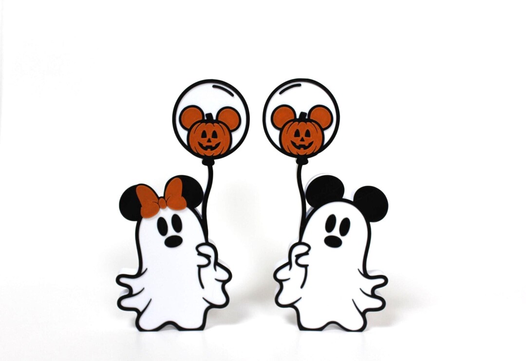 Mickey and Minnie Mouse Ghosts With Balloons - Etsy