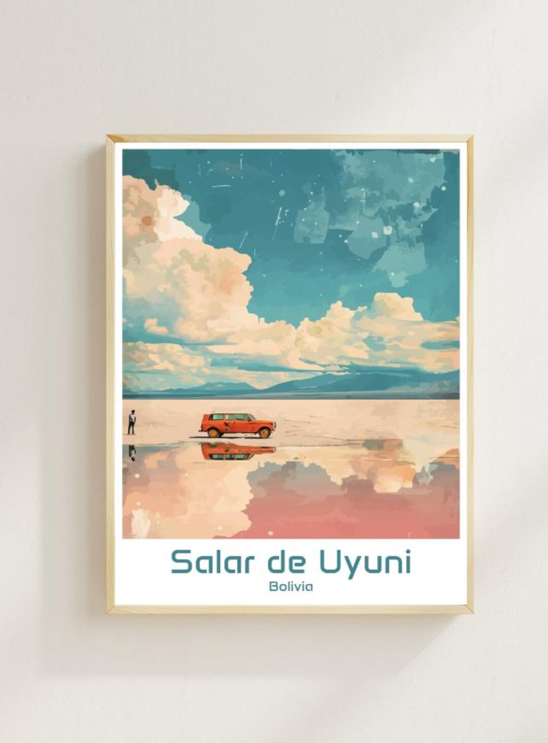 Salar De Uyuni Bolivia Travel Poster Salt Flats Landscape Wall Art ...