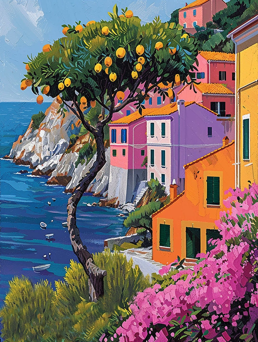 Amalfi Lemon Tree Print Capri Lemon Tree Italy Amalfi Abstract Poster ...