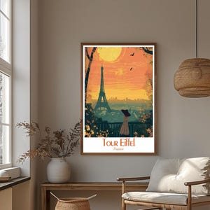 Eiffel Tower Travel Poster Vintage Paris Wall Art, French Iconic Print ...