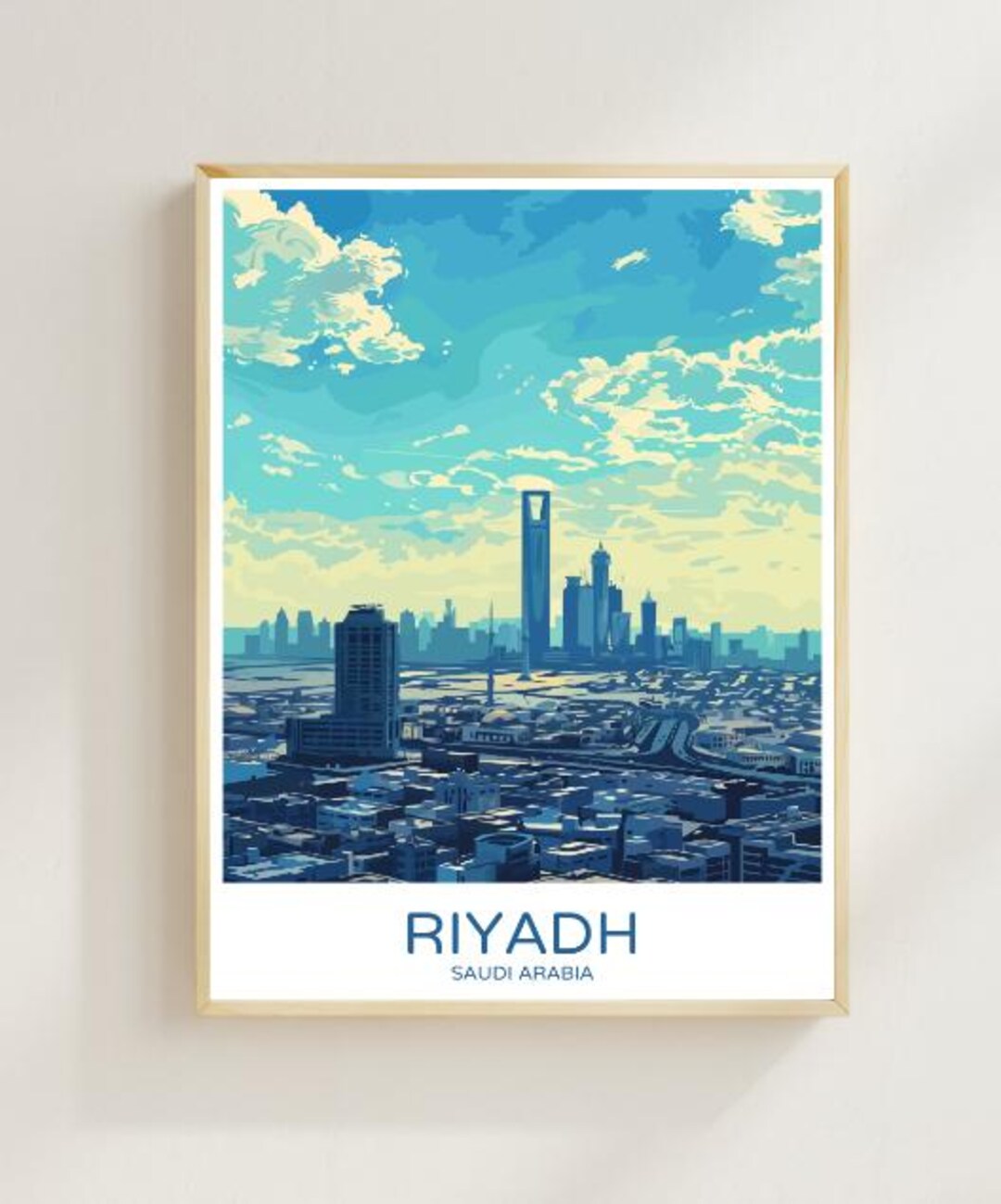 Riyadh Skyline Travel Poster Modern Cityscape Art of Iconic Landmarks ...
