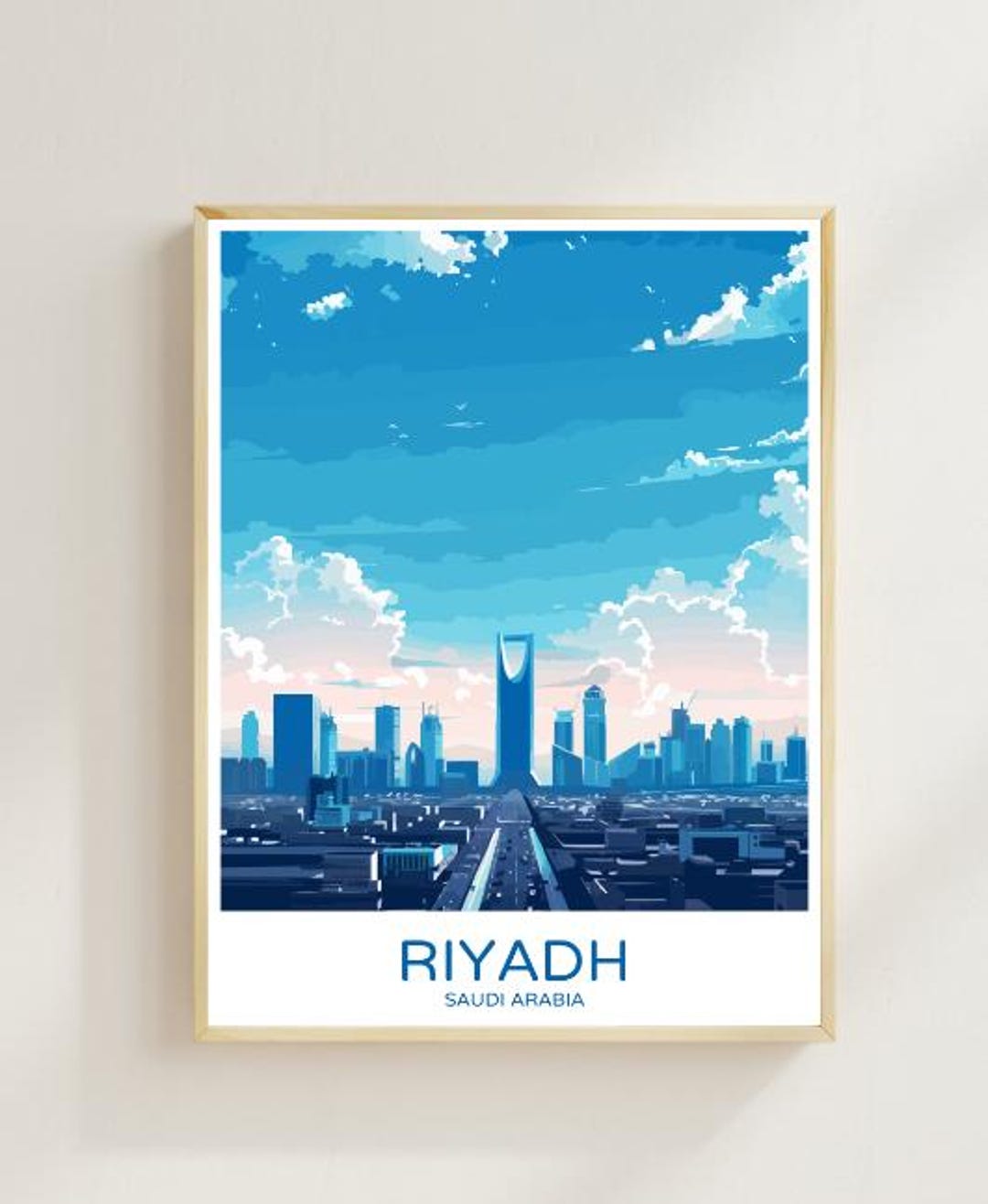 Riyadh Skyline Travel Poster Modern Cityscape Wall Art, Saudi Arabia ...