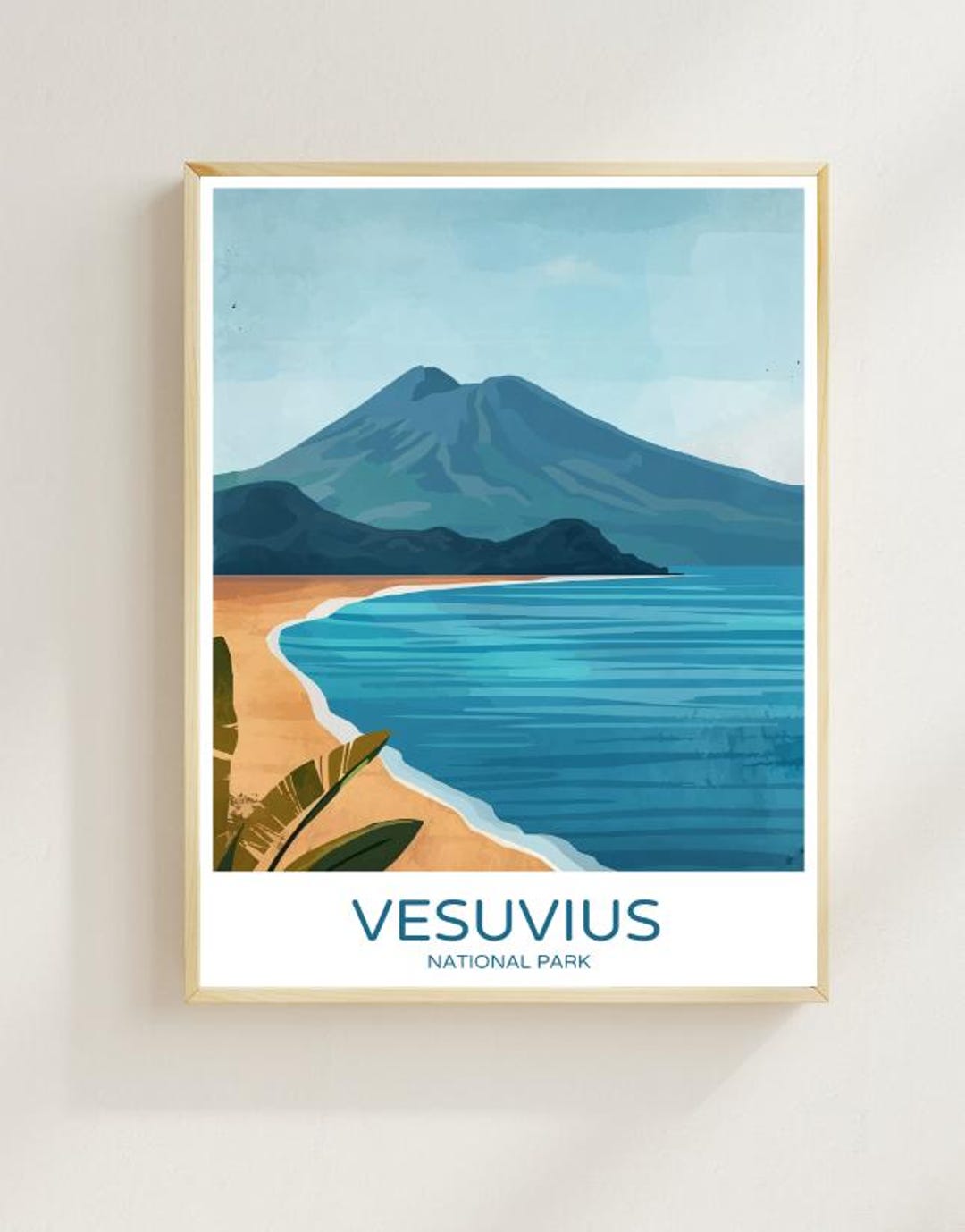 Vesuvius National Park Italy Travel Poster – Scenic Volcano Landscape ...
