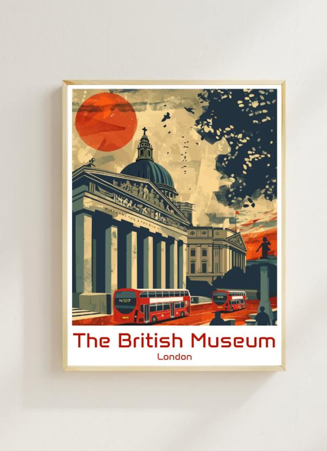 British Museum London Travel Poster Historic Architecture Wall Art of ...