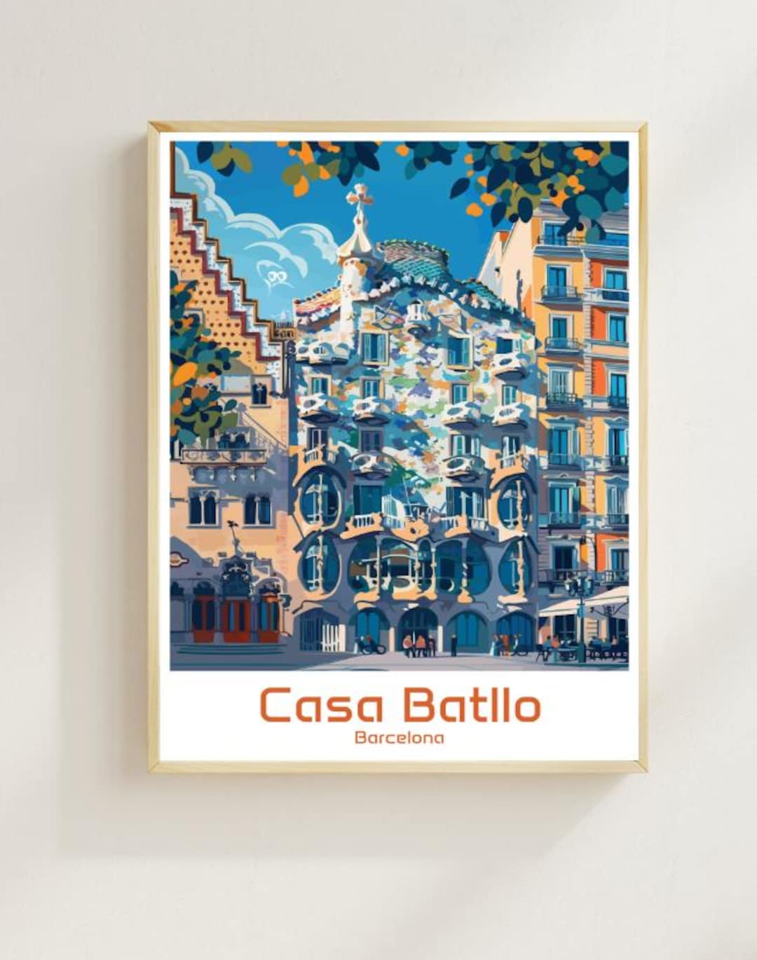 Casa Batlló Barcelona Travel Poster Gaudí Architecture Wall Art ...