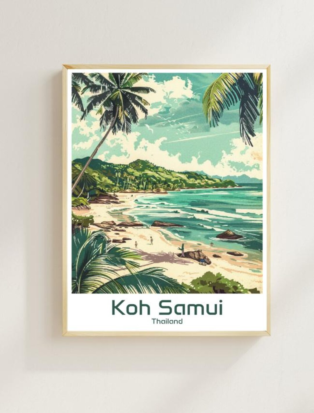 Koh Samui Travel Poster – Tropical Island Wall Art, Thailand Beach ...