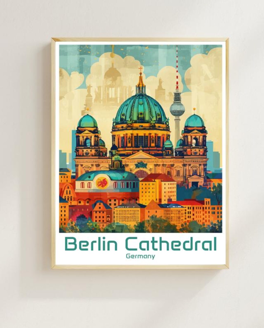 Berlin Cathedral Travel Poster – Iconic Architecture Wall Art, Germany ...