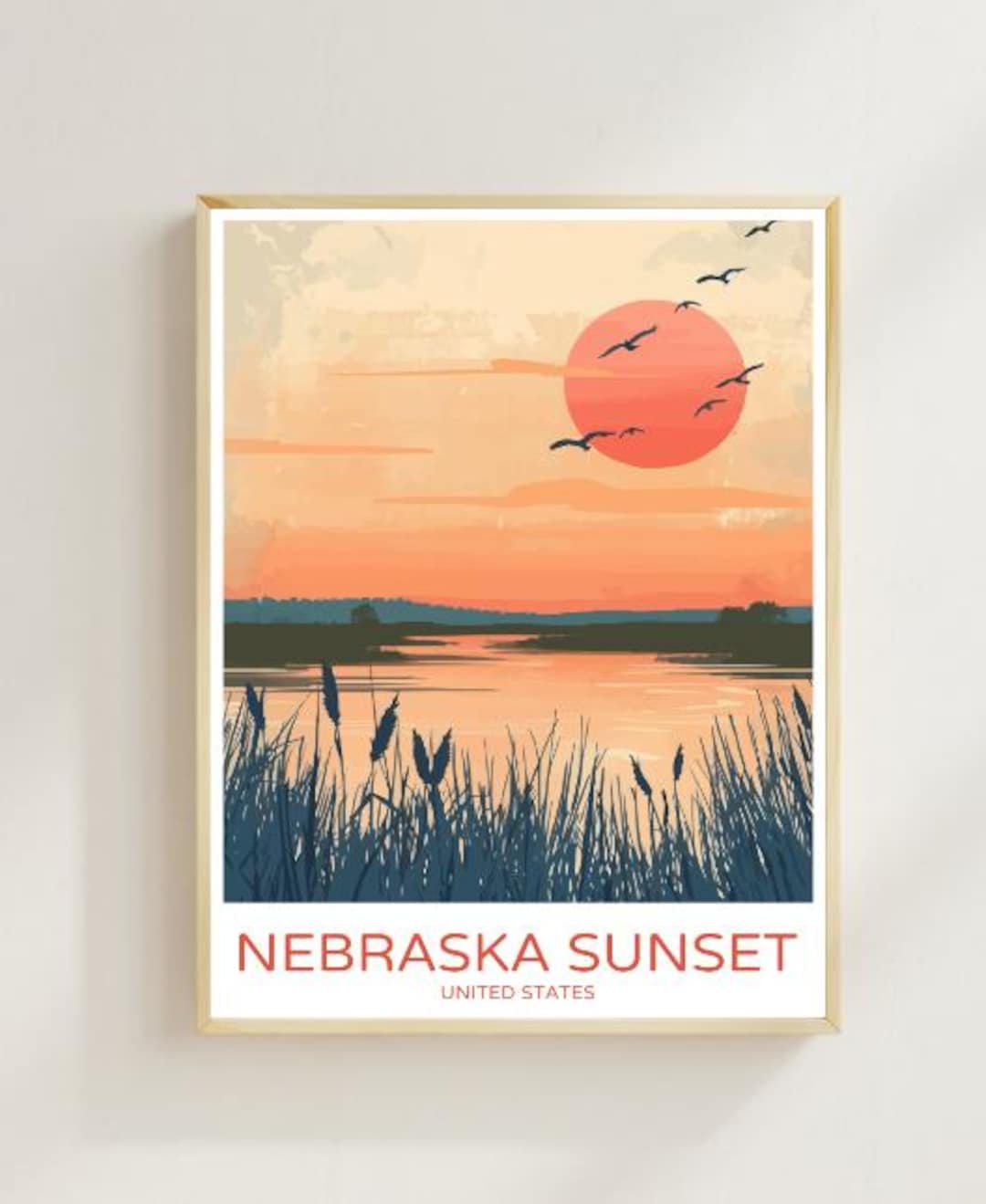 Nebraska Sunset – Scenic Landscape Poster, Sunset Wall Art, Nature ...