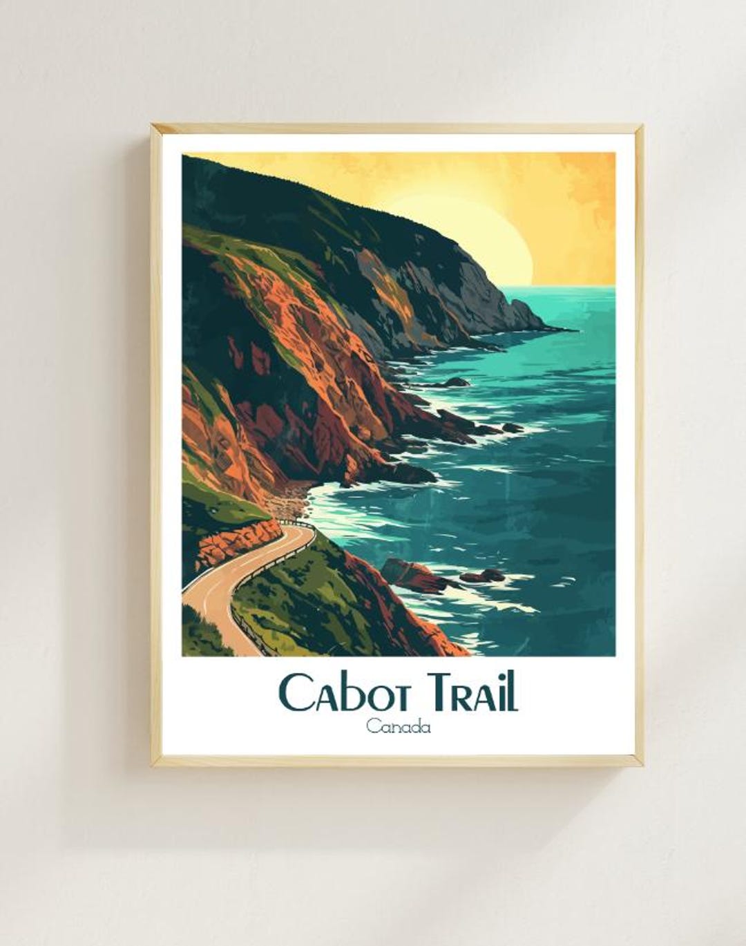 Cabot Trail Travel Poster Scenic Canadian Coastal Drive, Nova Scotia ...