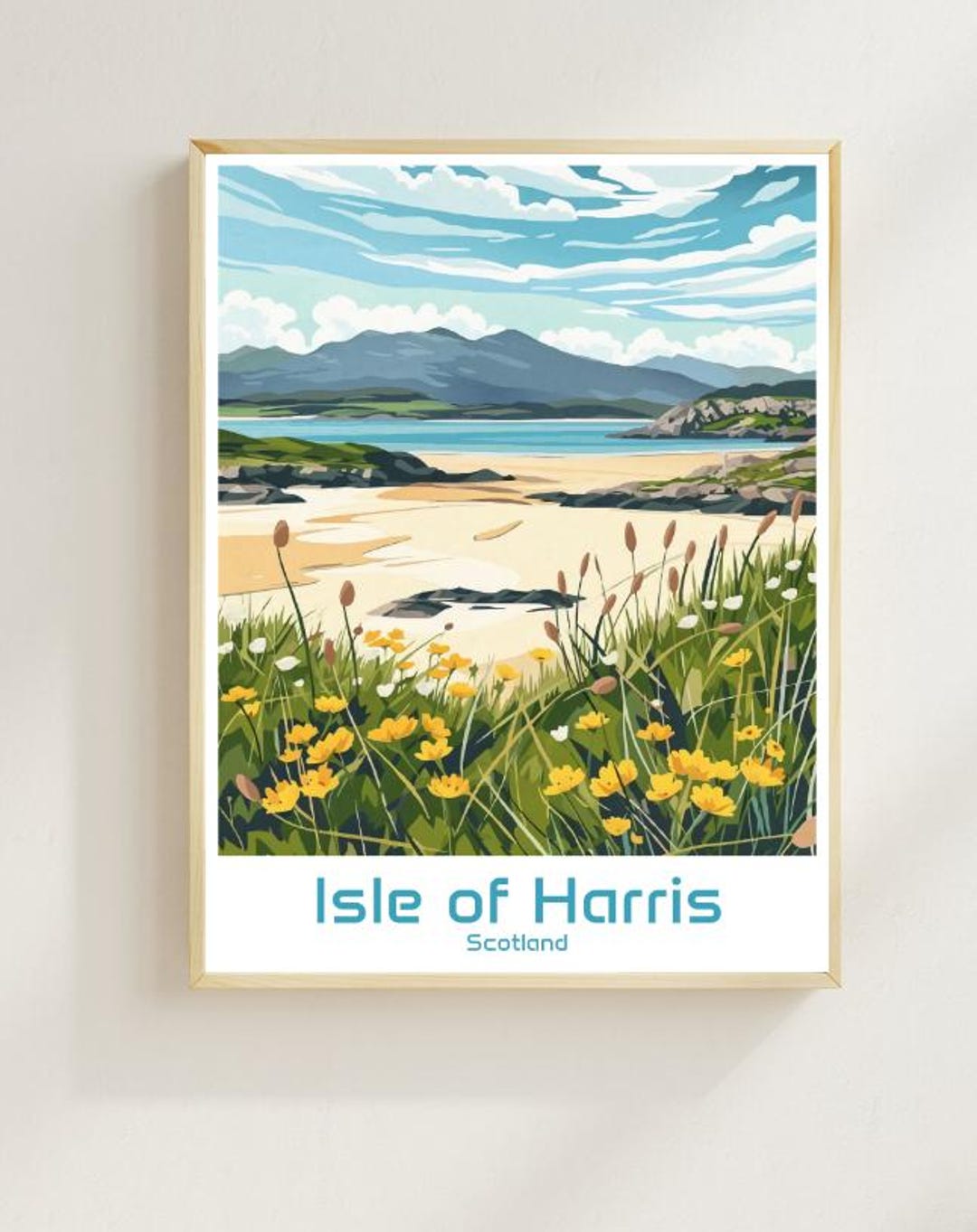 Isle of Harris Travel Poster Scenic Scottish Island Wall Art, Hebrides ...